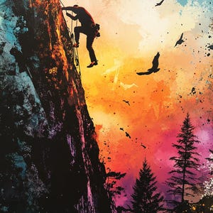 Climbing Adventure Wall Art - Bouldering | Dynamic Mountain Climbing ...