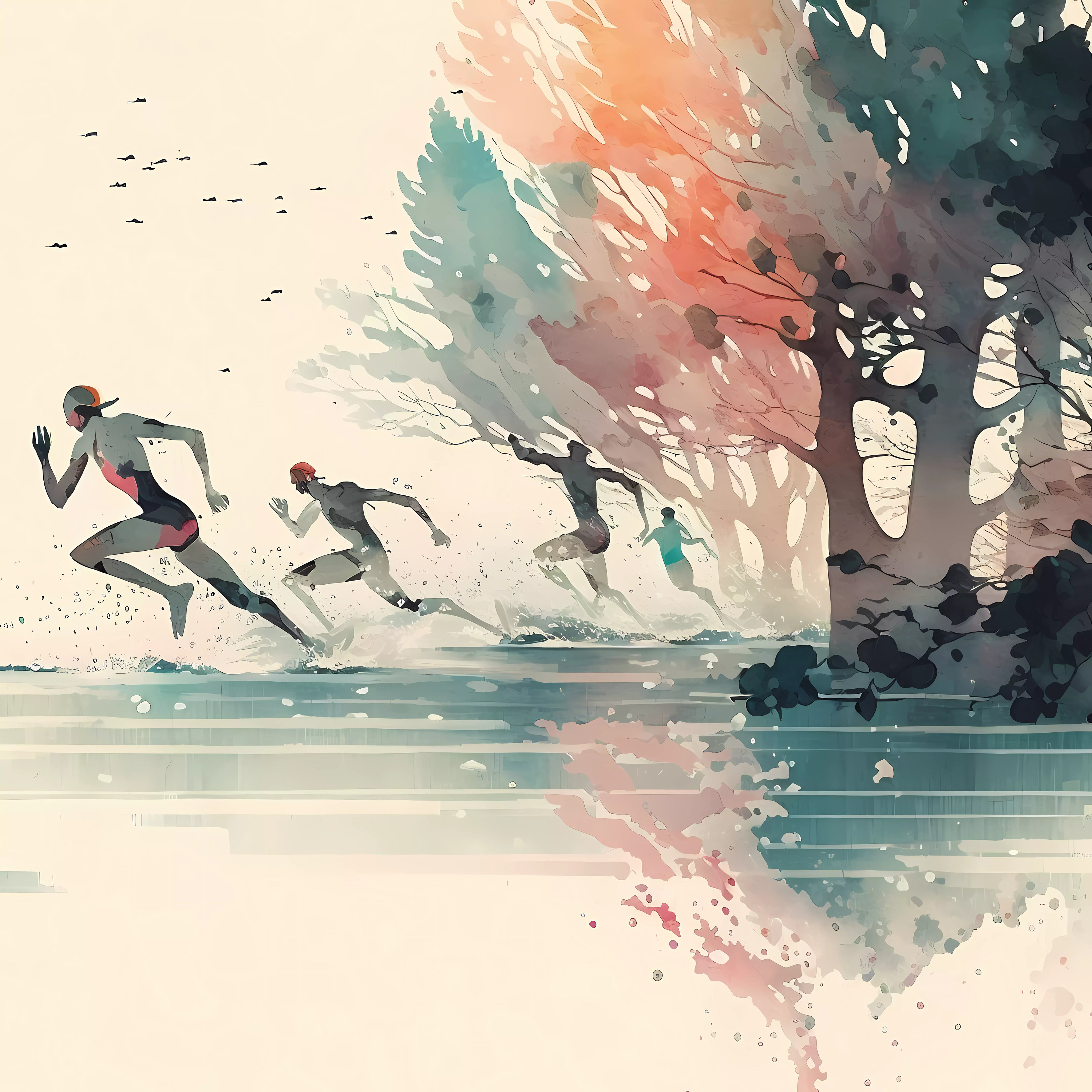 Triathlon Wall Art SET of 3 Swim Bike Run Abstract Poster Set Unique ...