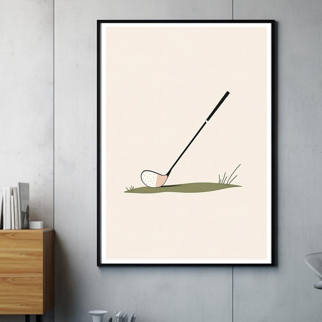 Minimalist Golf Wall Art Print, Golf Club Illustration, Modern Calm ...