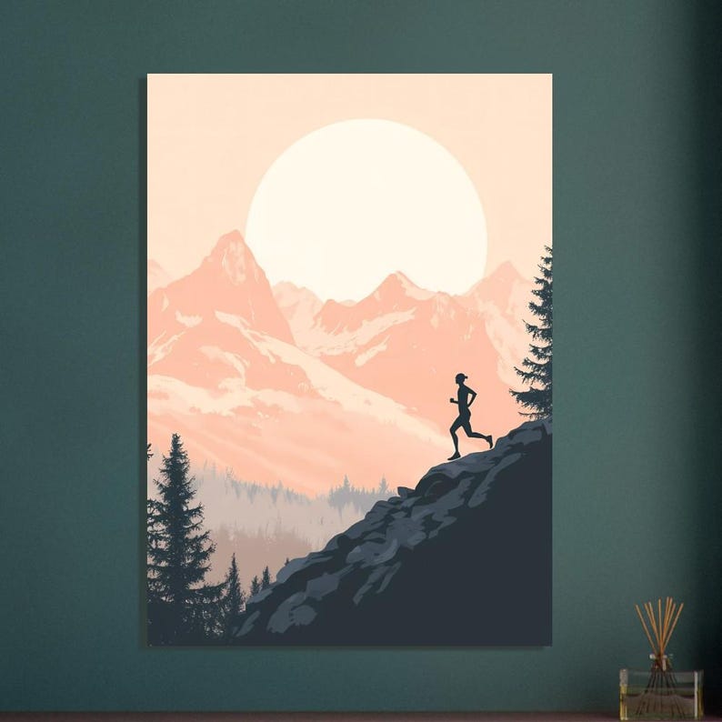 Trail Runner Art Print | Minimalist Running Wall Art | Scenic Trail ...