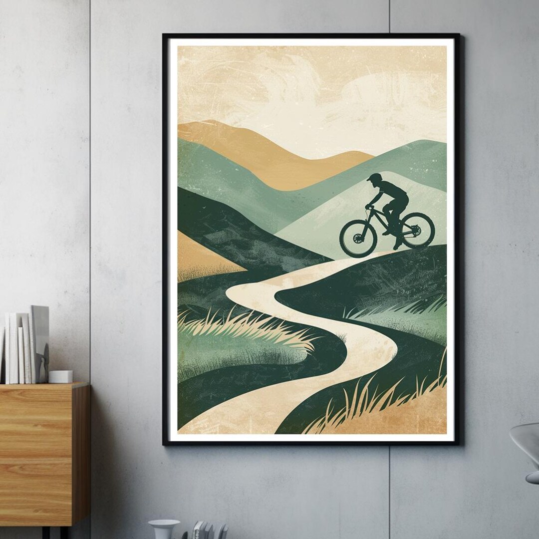 Mountain Bike Poster - Minimalist Wall Picture With Mountain Biker in ...