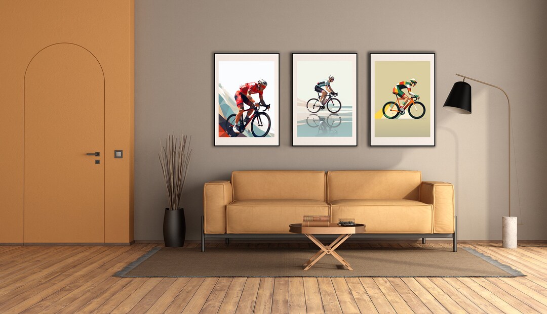 Road Bike Wall Art SET OF 3 Minimalistic Cycling Poster Set Road Bike ...