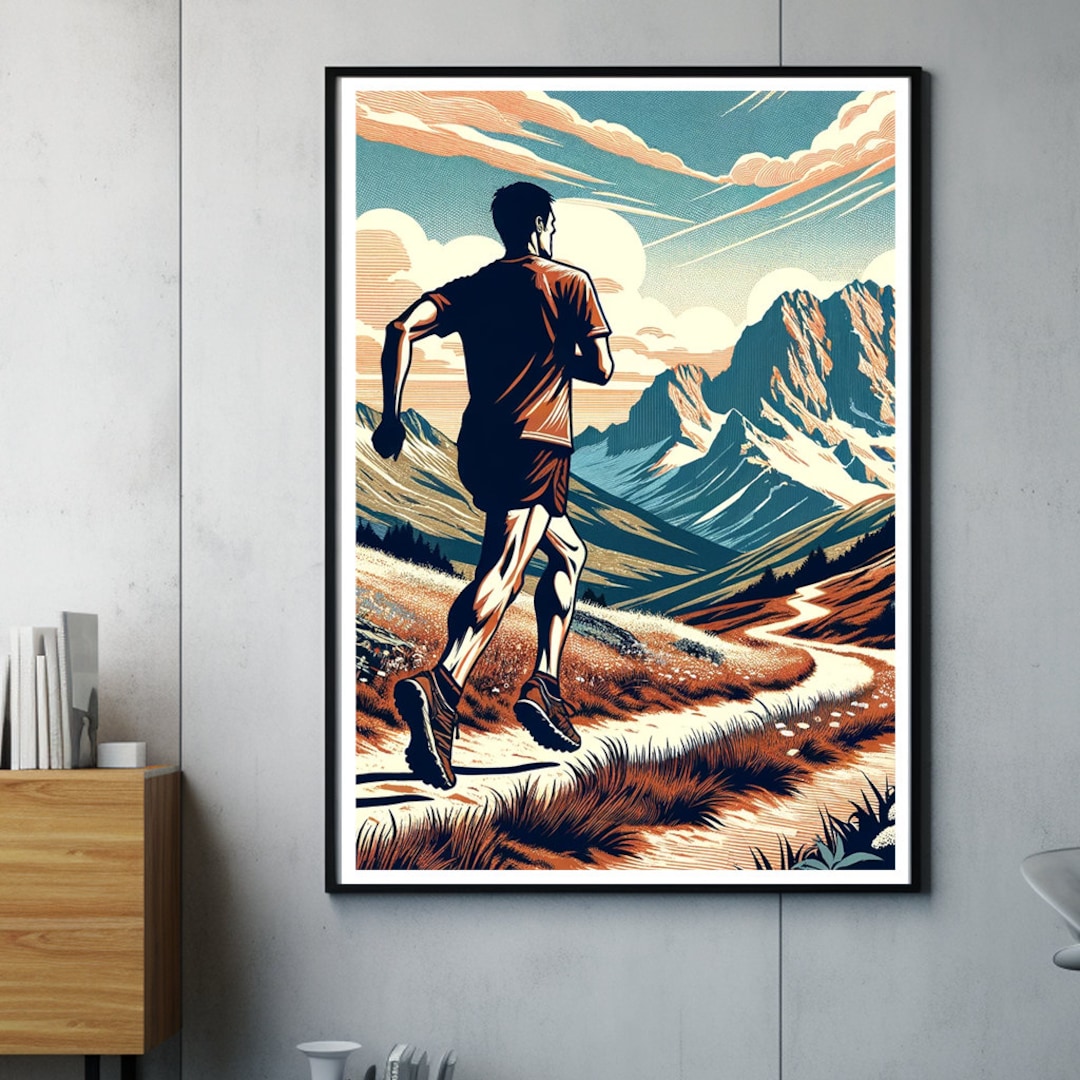 Trail Runner Poster in Adventure Inspirational Trail Running Wall Art ...