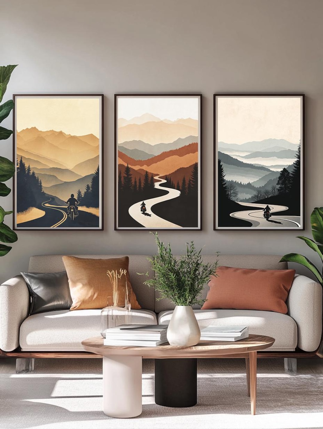 Minimalist Motorcycle Adventure Poster | Winding Road in Mountain ...