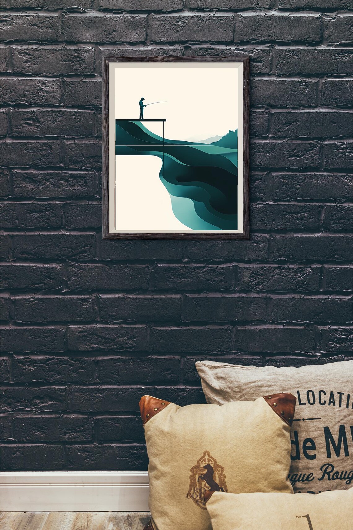 Modern Geometric Angler Art Print | Abstract Fishing Poster ...