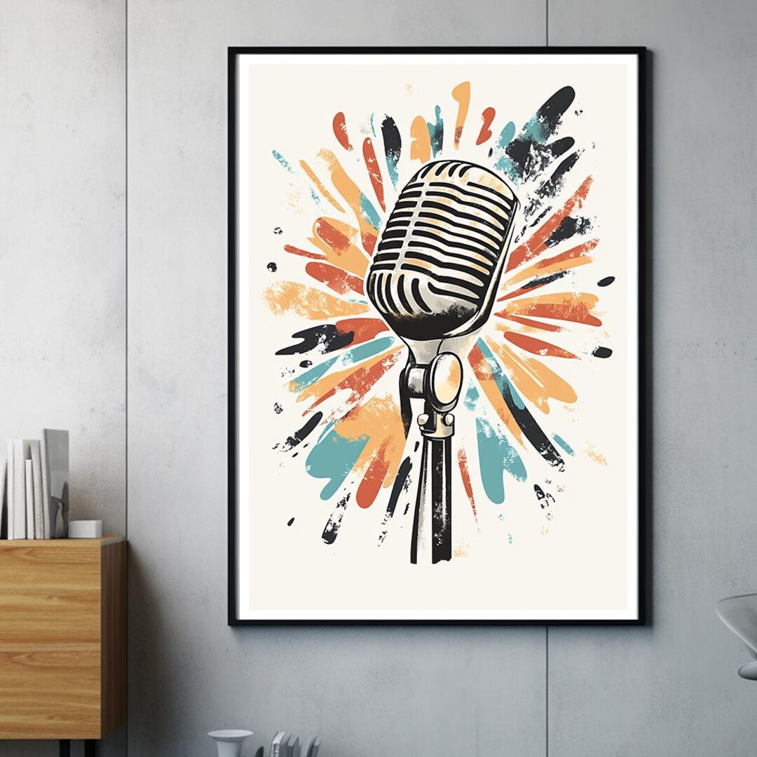 Microphone Poster - Vintage Music Wall Art Without Frame | Abstract ...