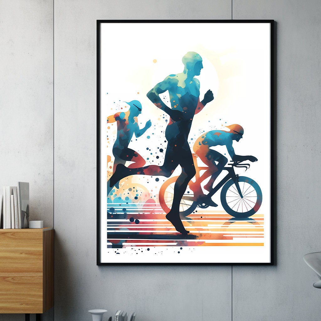 Triathlon Inspirational Poster Swimming, Cycling, Running Motivational ...