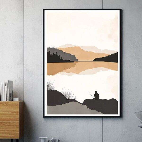 Minimalist Motorcycle Adventure Poster Winding Road in Mountain ...