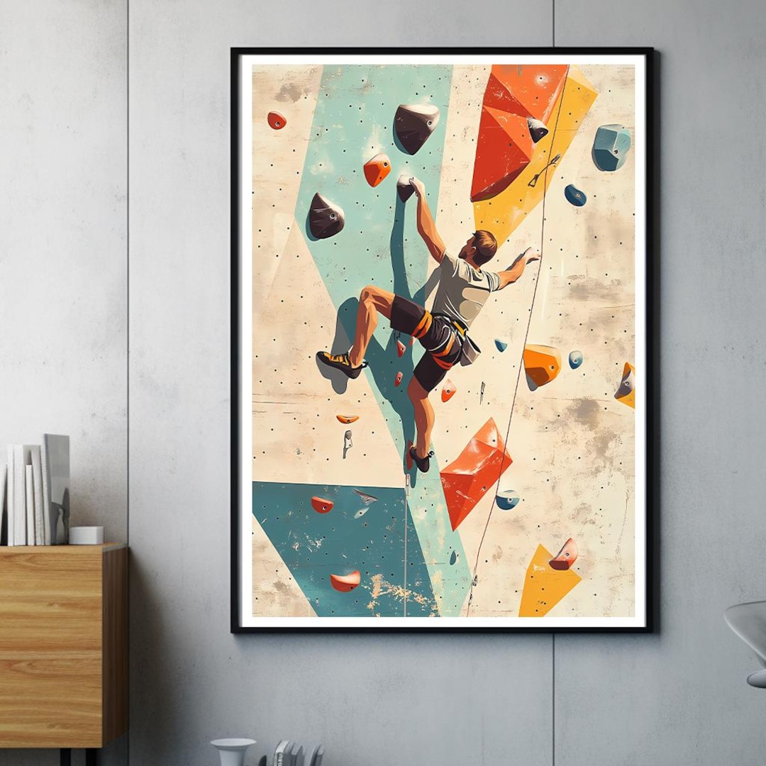 Climbing Wall Art Print | Minimalist Indoor Bouldering Poster | Sport ...