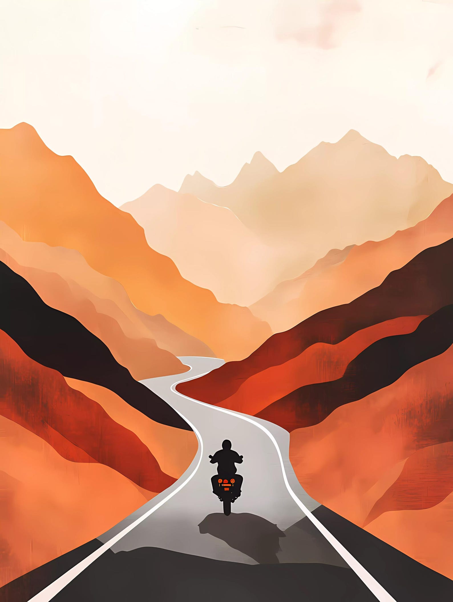 Minimalist Motorcycle Adventure Poster Winding Road in Mountain ...