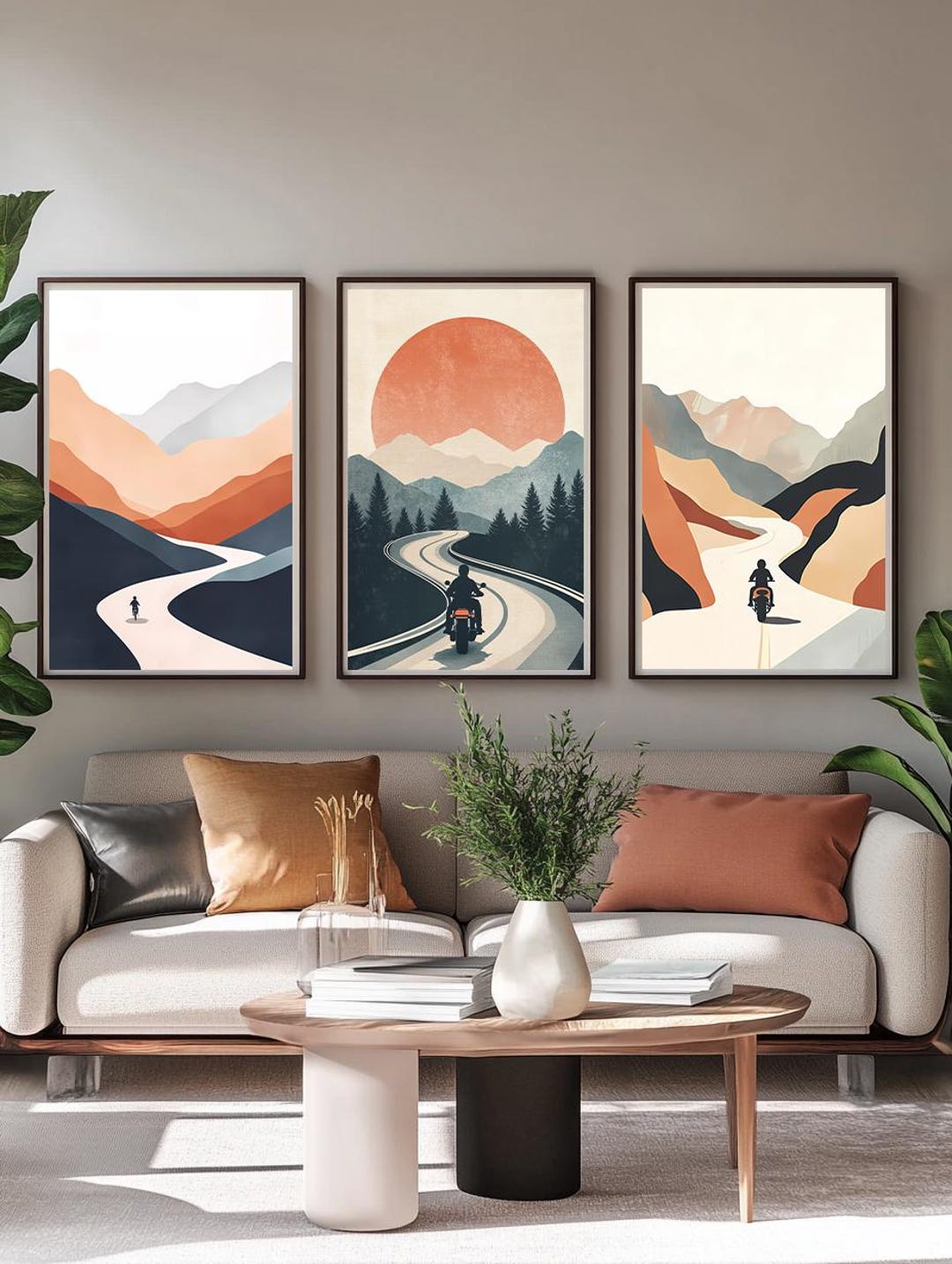 Minimalist Motorcycle Adventure Poster | Winding Road in Mountain ...