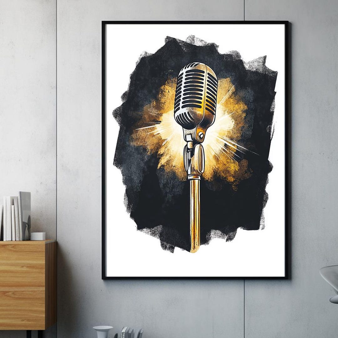 Microphone Poster Vintage Music Wall Art Without Frame Abstract Singer ...