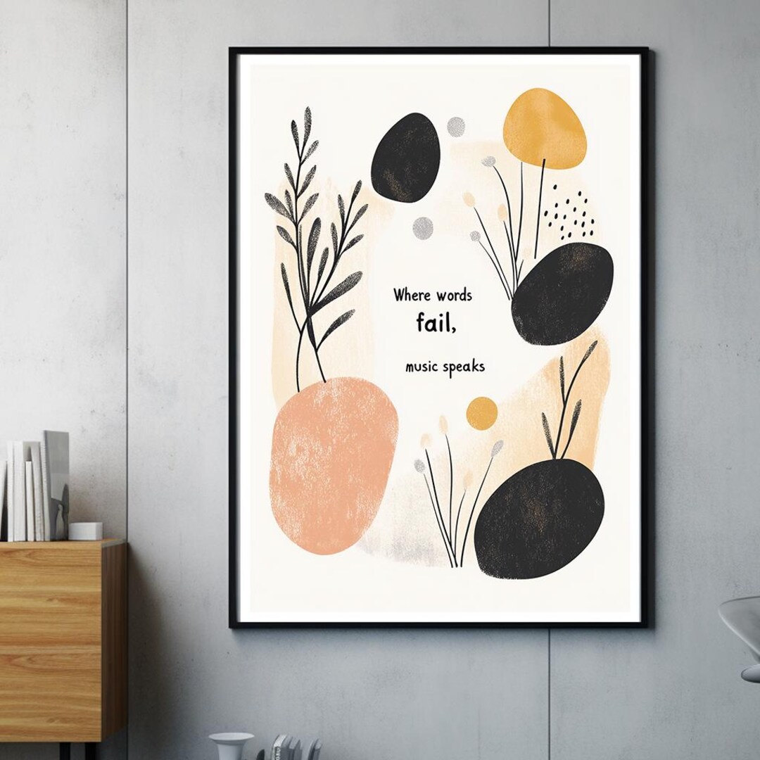 Music Quote Poster where Words Fail, Music Speaks Wall Art Without ...