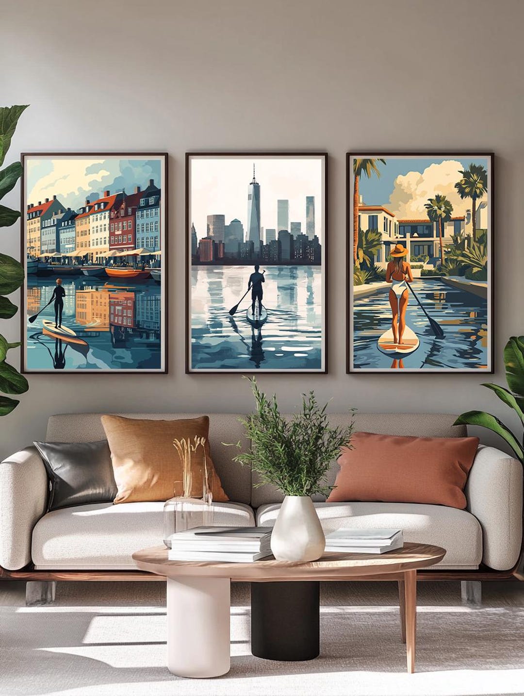 Stand-up Paddleboard Art Set - Copenhagen, New York, Miami | Minimalist ...