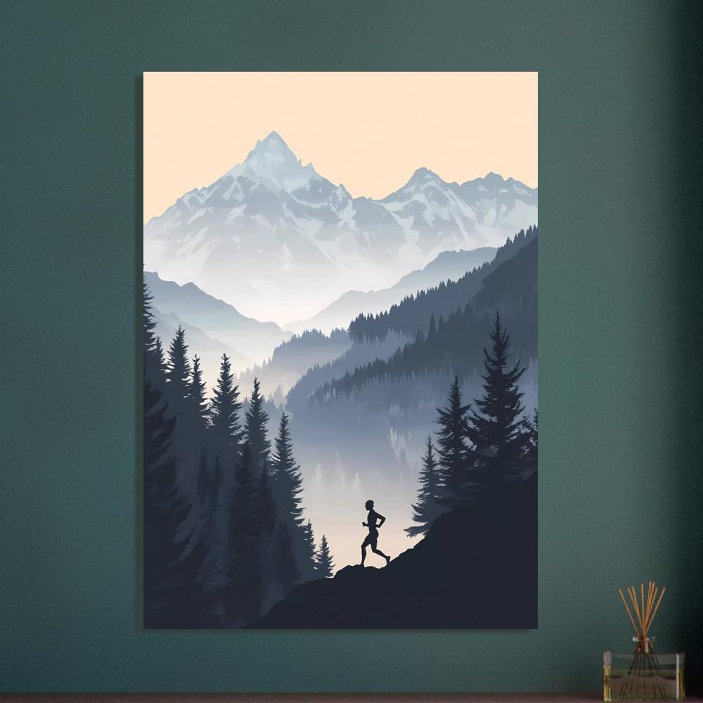 Trail Runner Art Print | Minimalist Running Wall Art | Scenic Trail ...