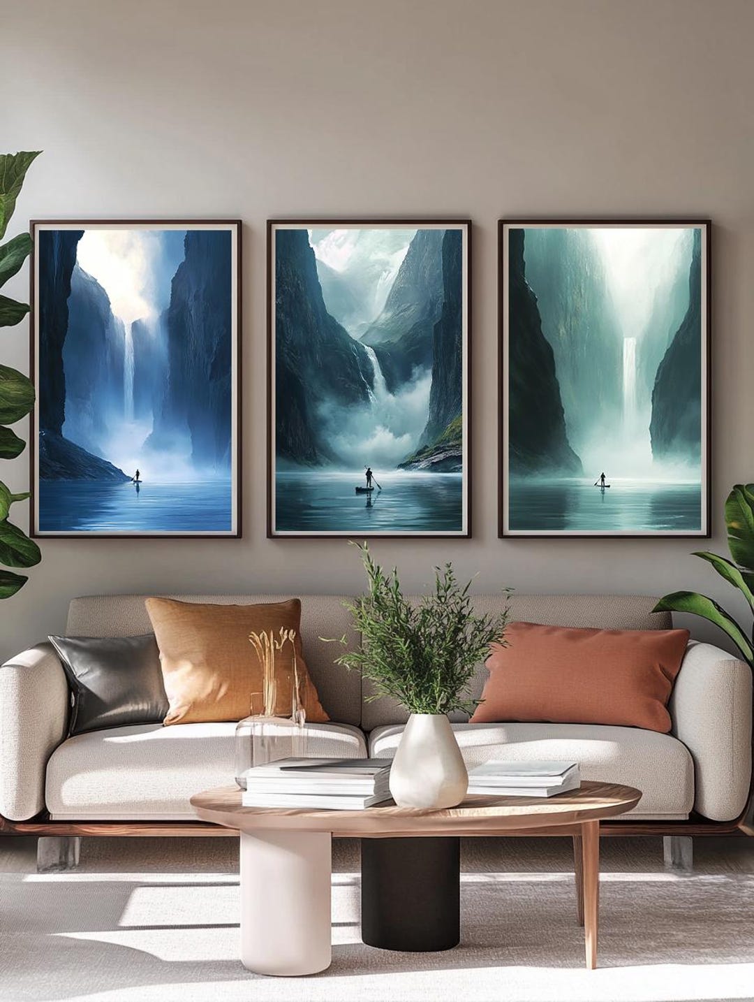 Waterfall Stand-up Paddleboard Art Set | 3-piece Paddleboarding Poster ...