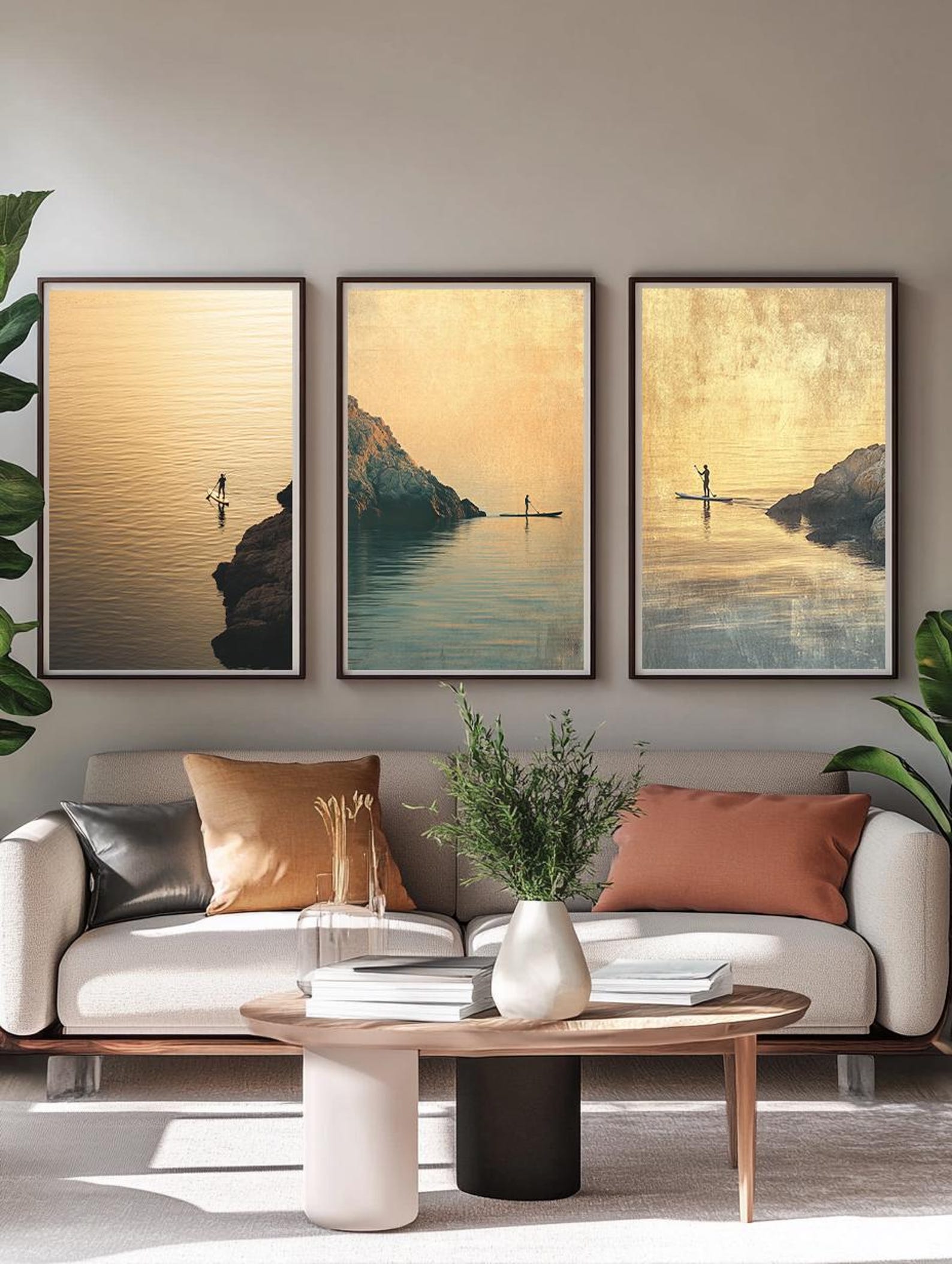 Stand-up Paddleboard Art Set 3-piece Sunset Poster Set Modern Nature ...