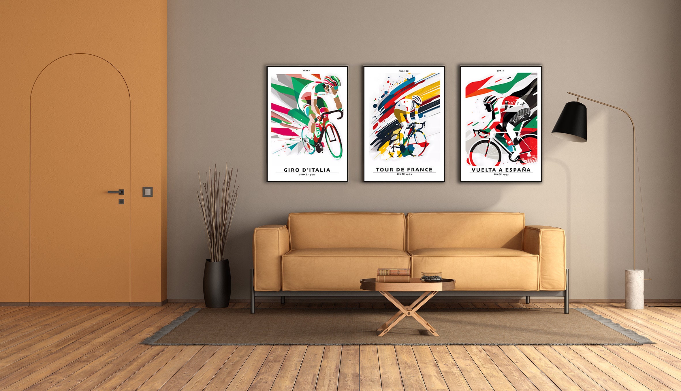 Road Bike Wall Art SET of 3 Tour Giro Vuelta Minimalist Cycling Poster ...