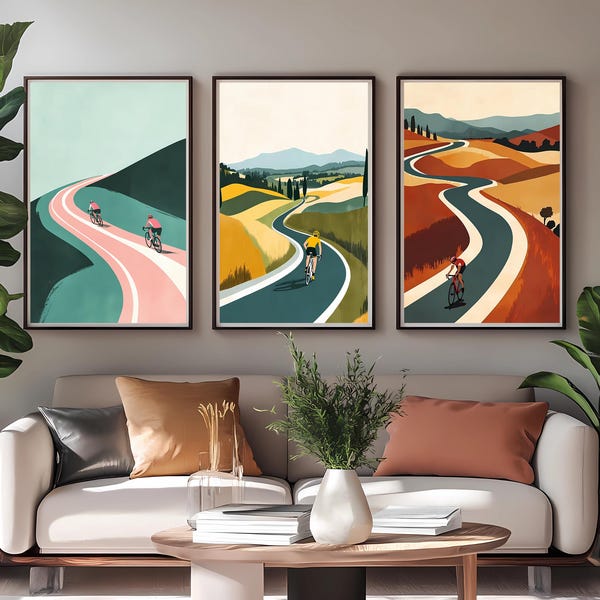 Minimalist Motorcycle Adventure Poster Winding Road in Mountain ...