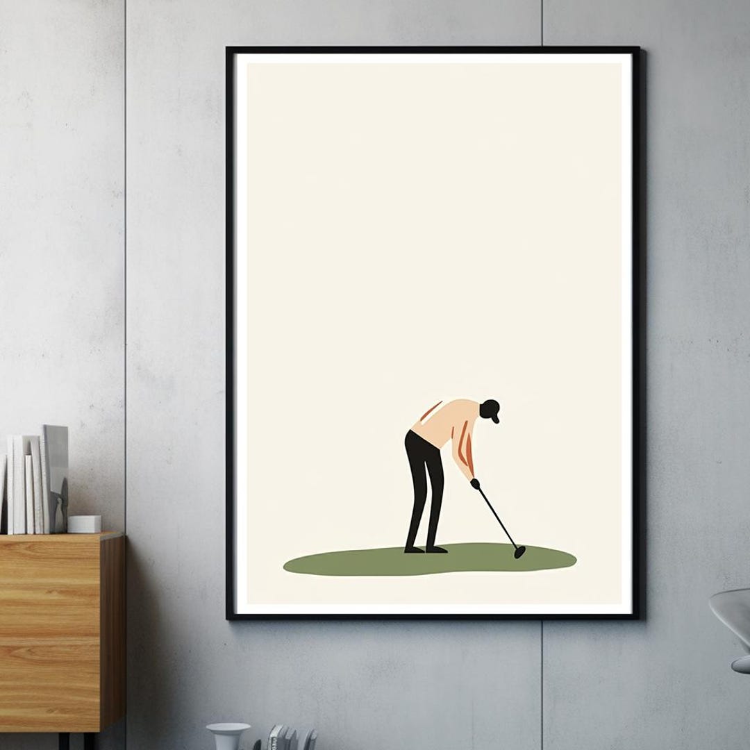 Minimalist Golf Wall Art Print | Modern Golfer Illustration | Calm ...