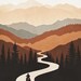 Minimalist Motorcycle Adventure Poster | Winding Road in Mountain ...