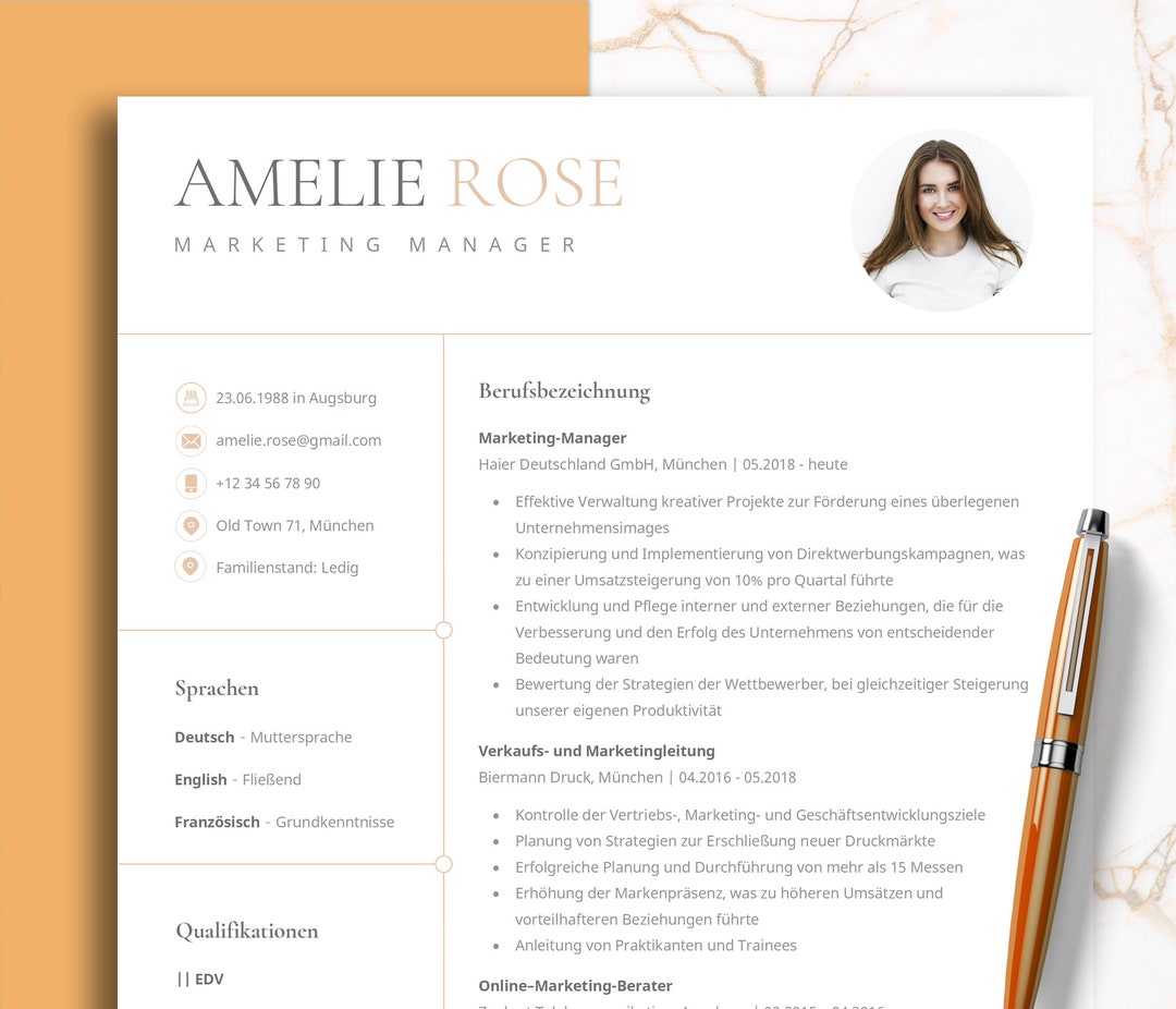 Bewerbungs Vorlagen Deutsch, Resume Template German, Lebenslauf Vorlage ...