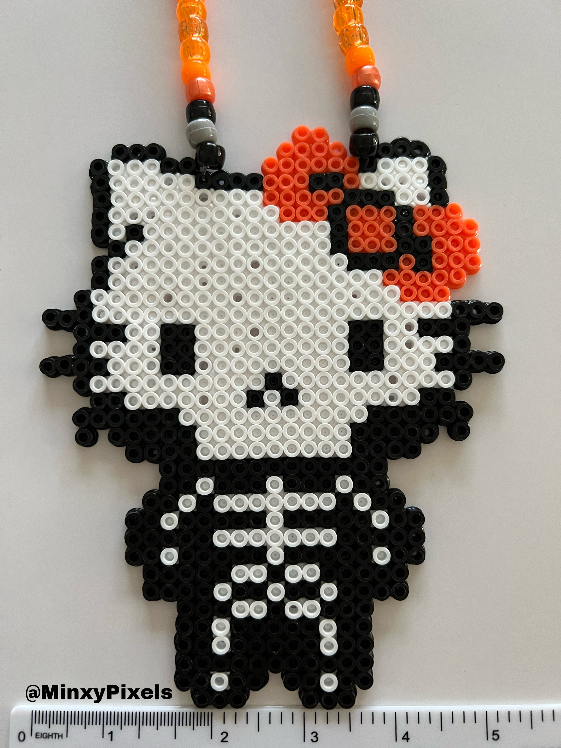 Kitty Cat Skeleton Bones Kandi Perler Necklace Halloween Horror Emo ...
