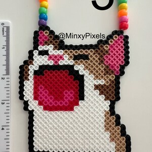 Cats Funny Meme Raver Kandi Perler Cat Necklace Frog Kitty Kitten Black ...