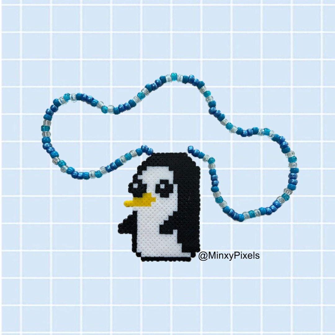 Adventure Cartoon Penguins Kandi Perler Necklace Pixel Ice Penguin ...