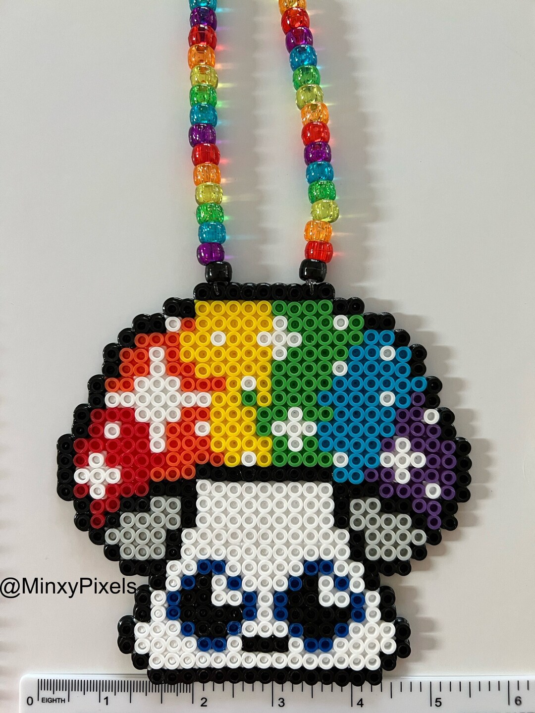 Trippy Mushroom Kandi Perler Necklace Kawaii Glitter Sparkle - Etsy