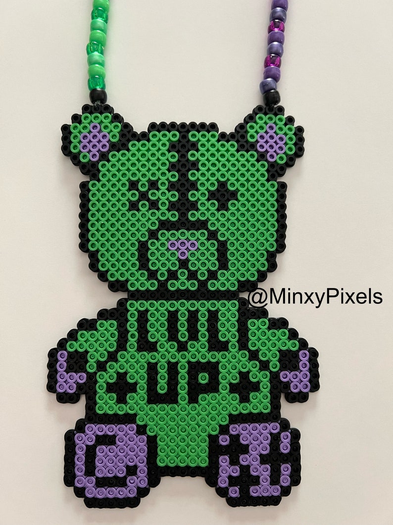 Custom DJ Bears Level up Raver Kandi Perler Necklace Bracelet Matching ...