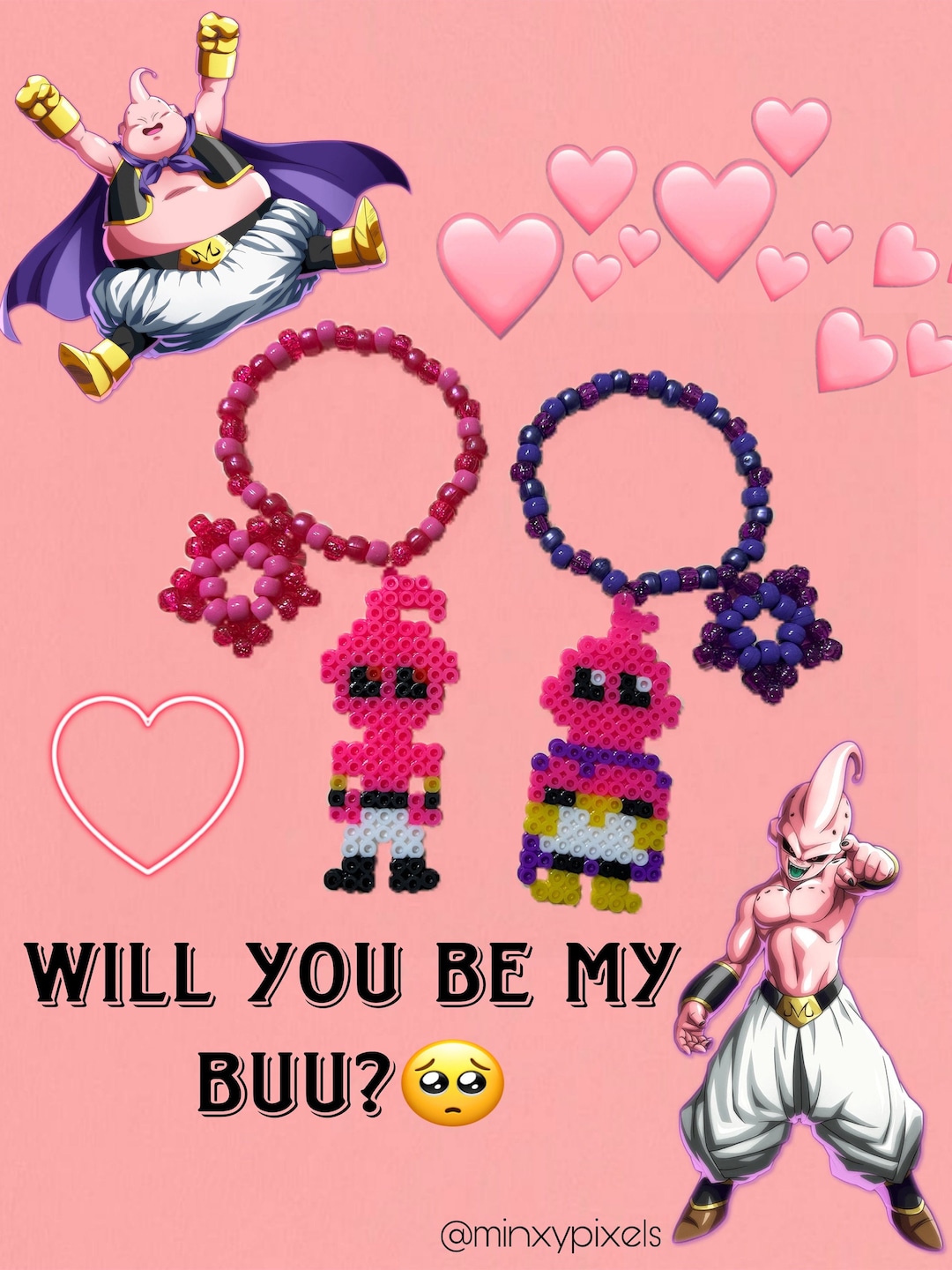 Dragon Anime Ball Pink Alien Matching Kandi Perler Bracelets DBZ Pixel ...