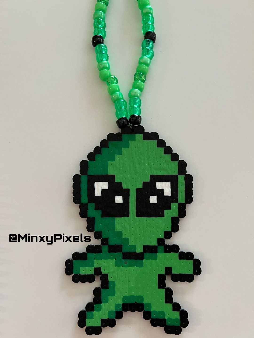 Alien Raver Kandi Perler Necklace - Kawaii Space UFO Extraterrestrial ...