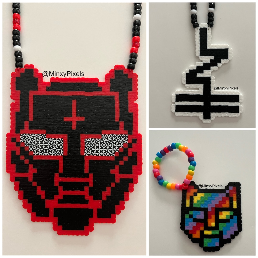 Custom Mask Btsm DJ Raver Kandi Perler Necklace Bracelet Matching Pixel ...
