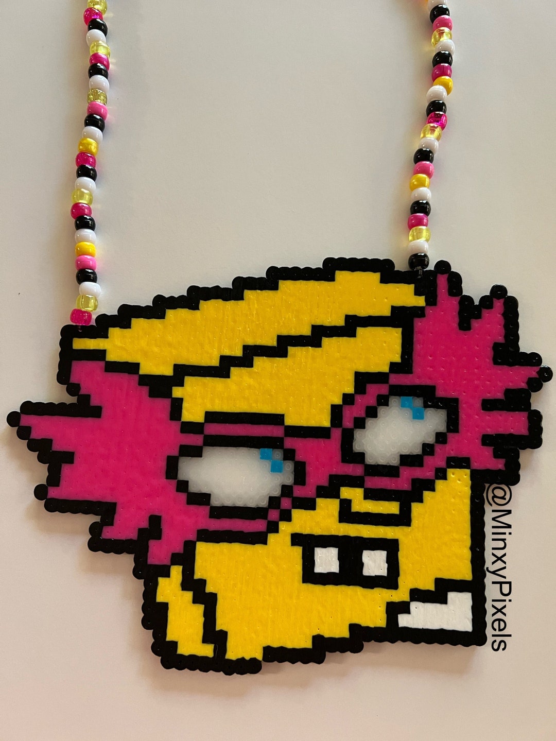 Sponge With Glasses Kandi Perler Necklace Tripping Sunglasses Pixel ...