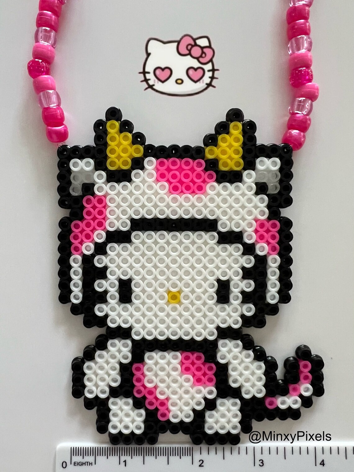 Strawberry Cow Kitty Cat Kandi Perler Necklace Raver Girl - Etsy