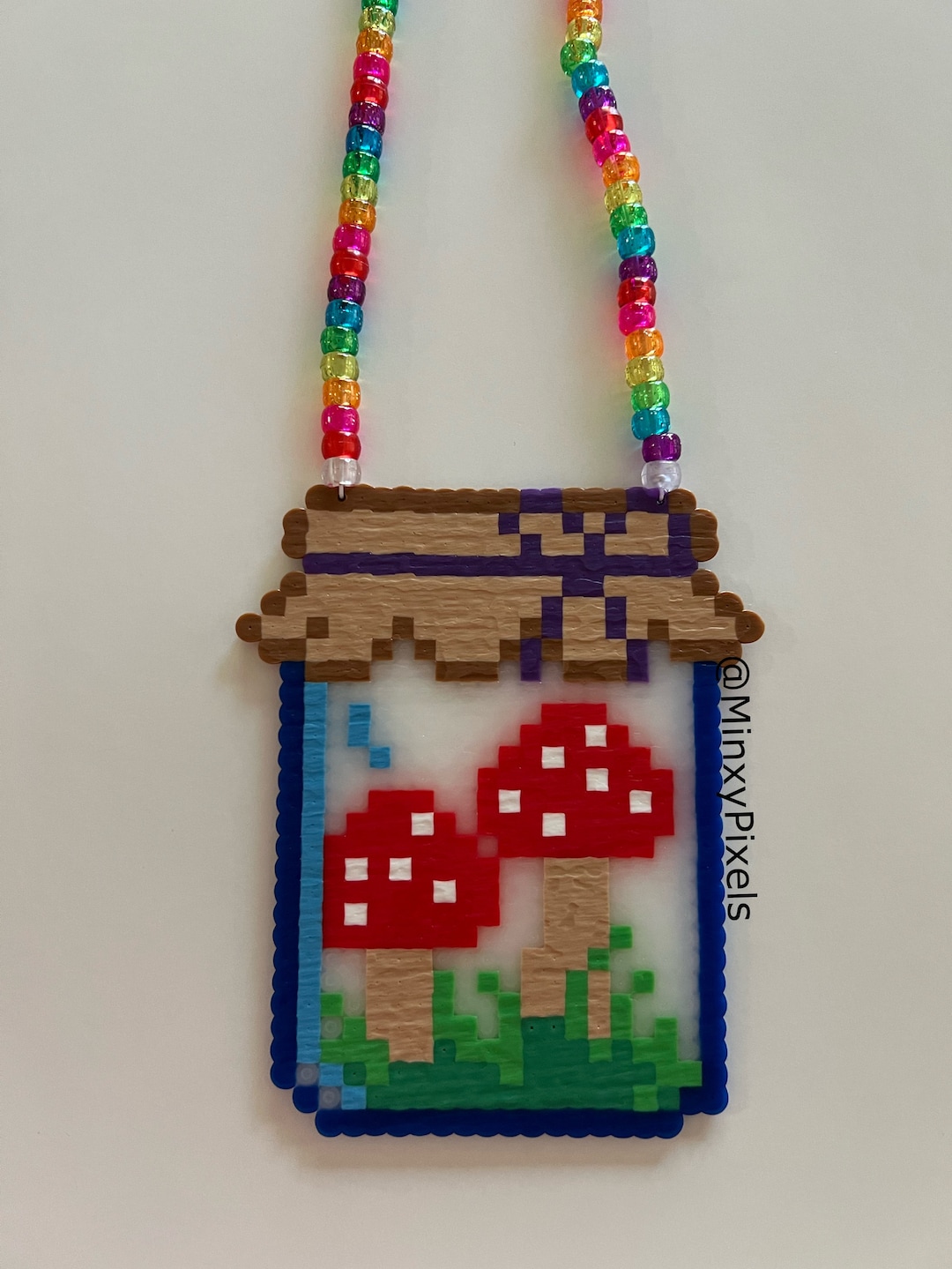 Mushroom Jar Kandi Perler Necklace - Mushrooms Cottage Core Aesthetic ...