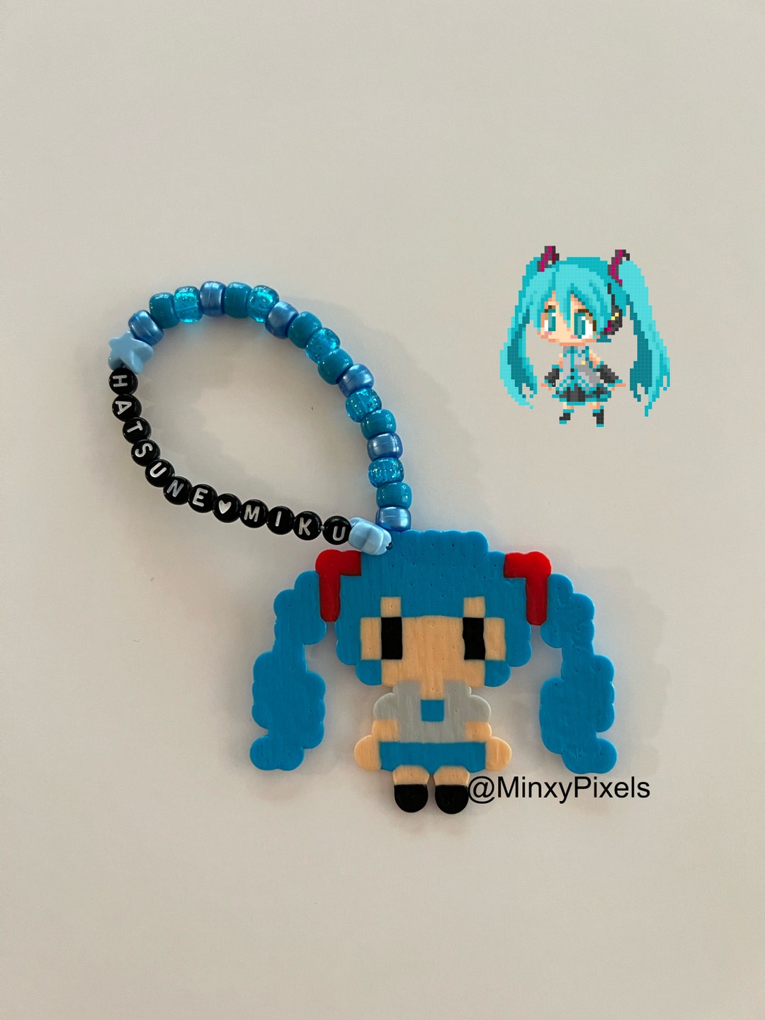 Sing Musical Blue Hairs Girl Kandi Perler Bracelet Singles Kawaii ...
