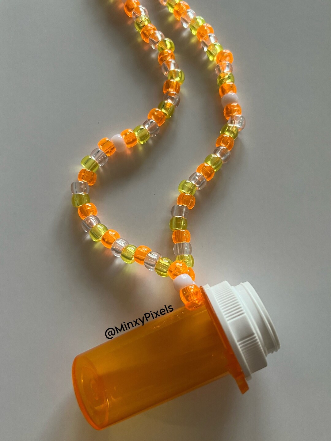 Pill Bottle Kandi Necklace Rave Medicine Accessory Pharmacy Beads ...