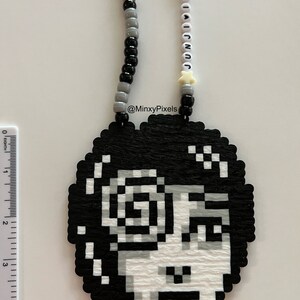 Scary Girl Spiral Raver Kandi Perler Necklace Halloween Horror Black ...