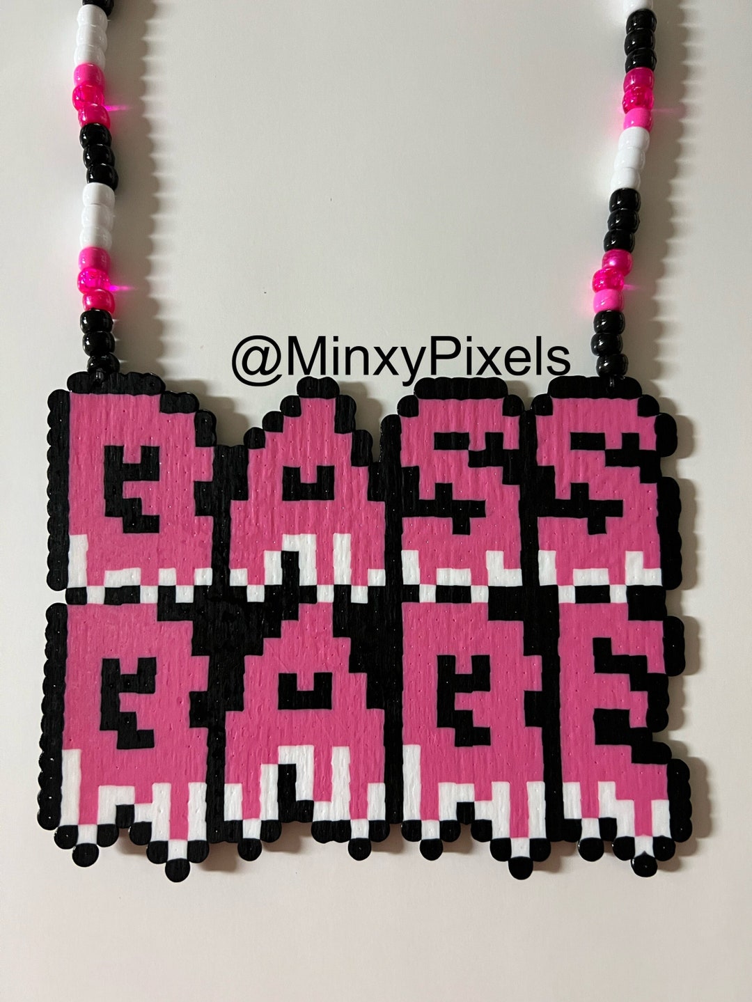 Bass Babe Raver Kandi Perler Necklace Drip Pixel Slime Beads Beaded ...