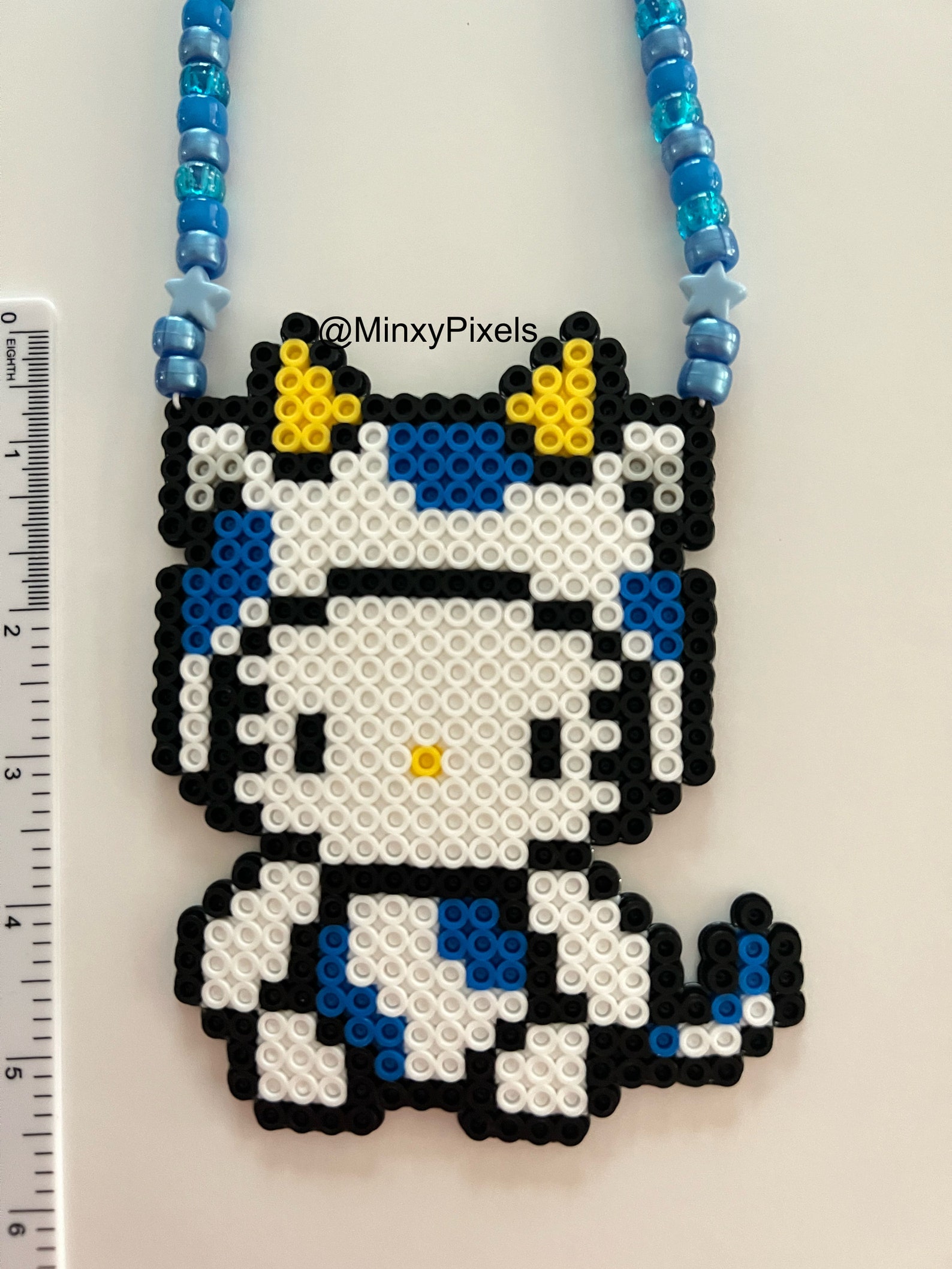 Strawberry Cow Kitty Cat Kandi Perler Necklace Raver Girl Kawaii Pink ...