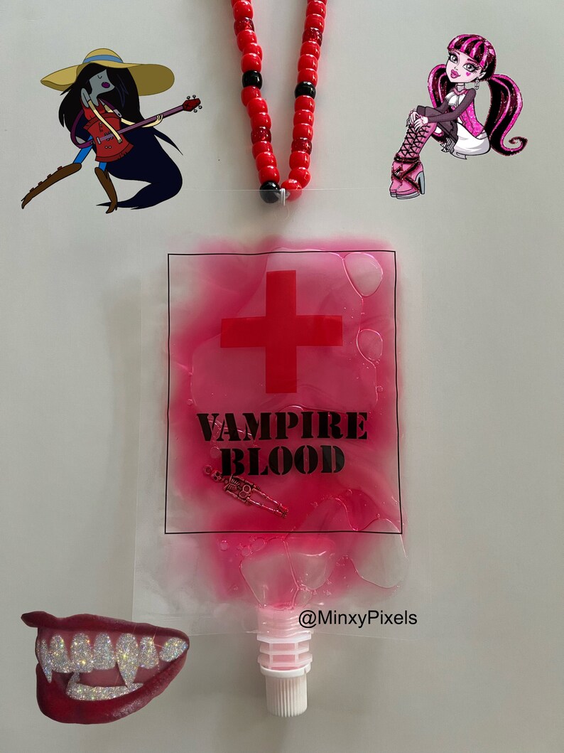 Vampire Blood Bag Raver Kandi Perler Charm Necklace Halloween Skeleton ...