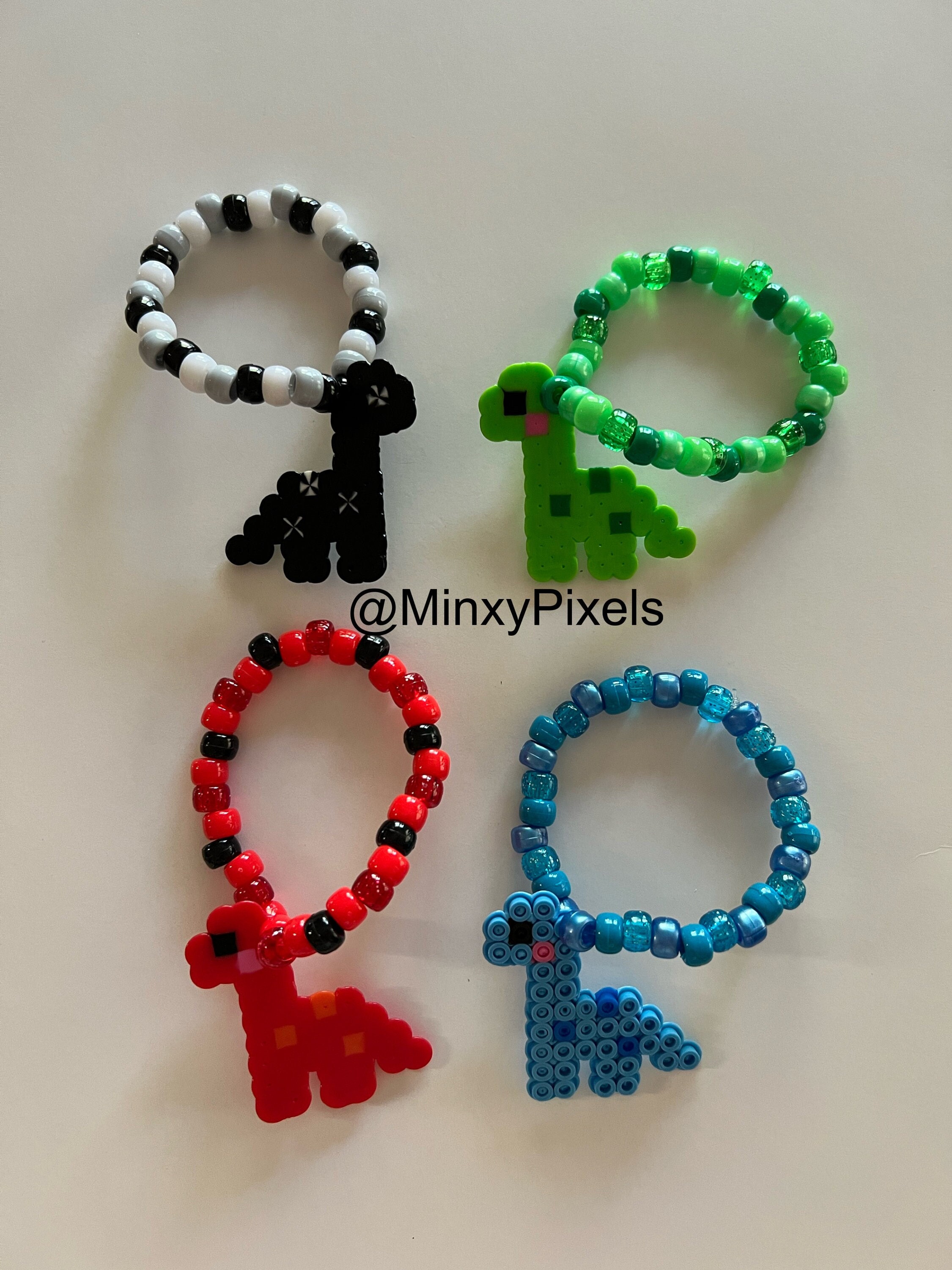 Baby Dinosaur Dino Raver Kandi Perler Excision X Necklace - Etsy