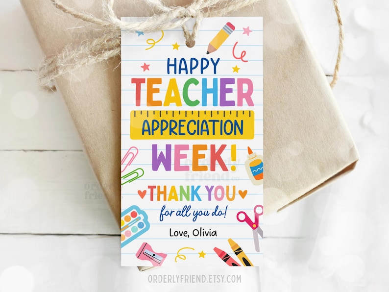 Teacher Appreciation Gift Tags Thank You Teacher Gift Tag School ...