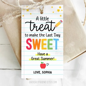 Last Day of School Gift Tag End of School Year Cookie Sweet Treat ...