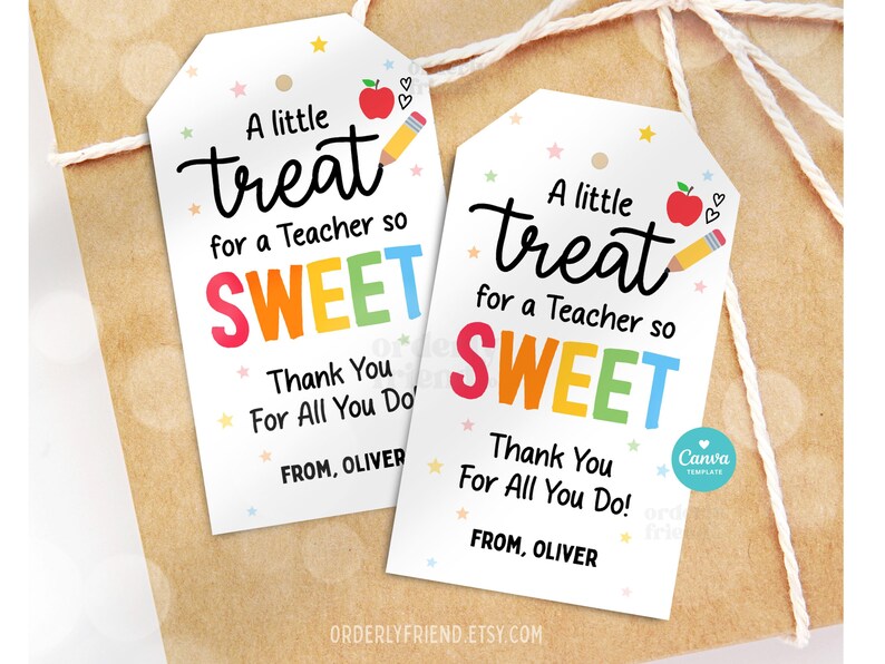 Teacher Appreciation Gift Tags Thank You Teacher Gift Tag Cookie Treat ...