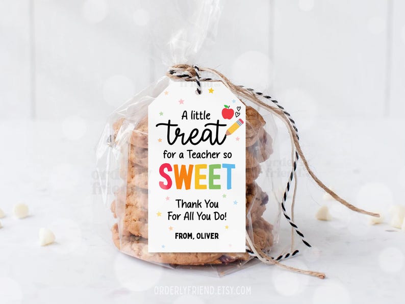 Teacher Appreciation Gift Tags Thank You Teacher Gift Tag Cookie Treat ...