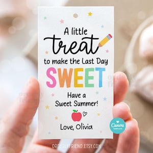 Last Day Treat Tag Teacher Appreciation Gift Tags Cookie School ...