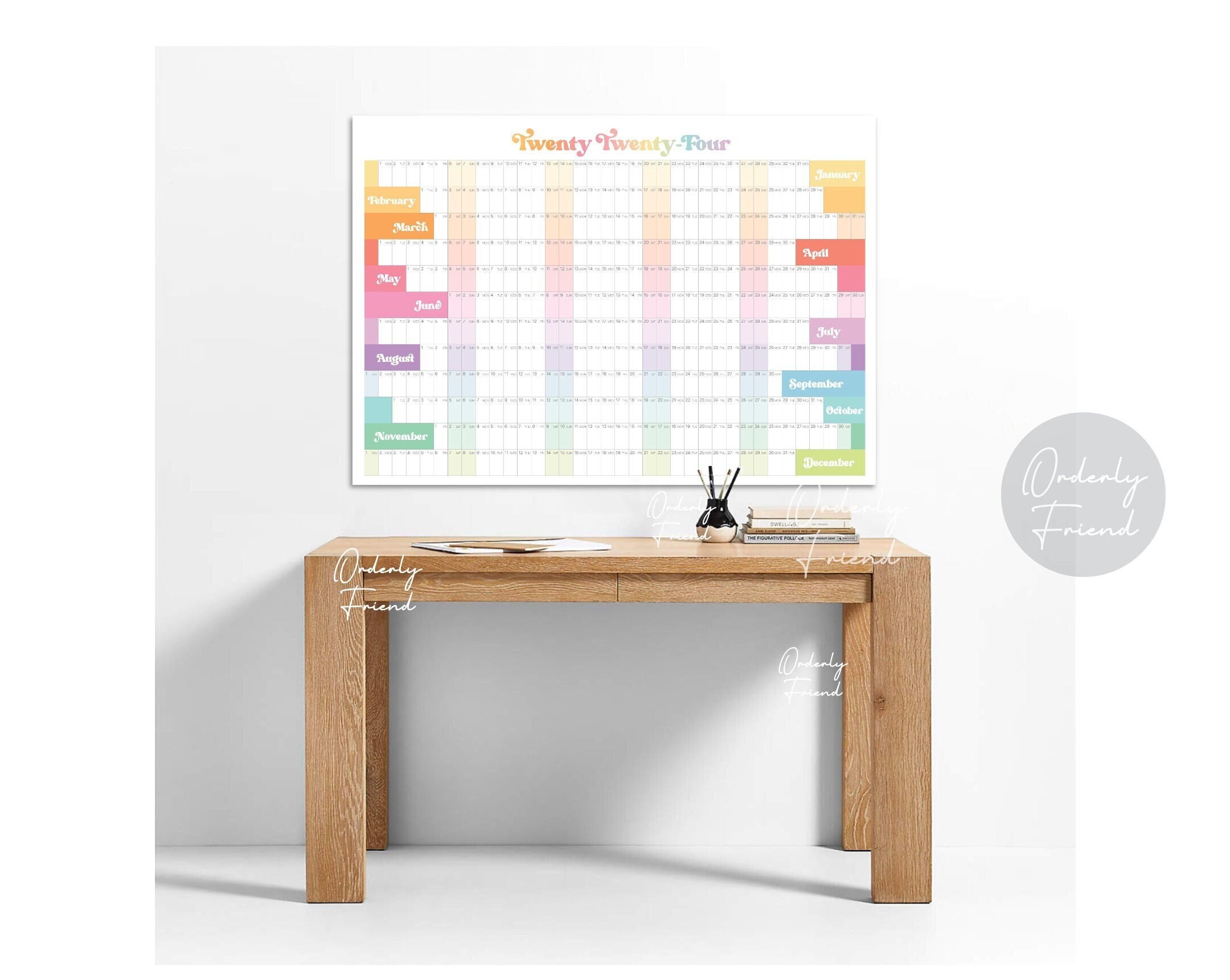 Giant 2024 Wall Calendar 2024 Year Planner Printable Year at A Glance ...